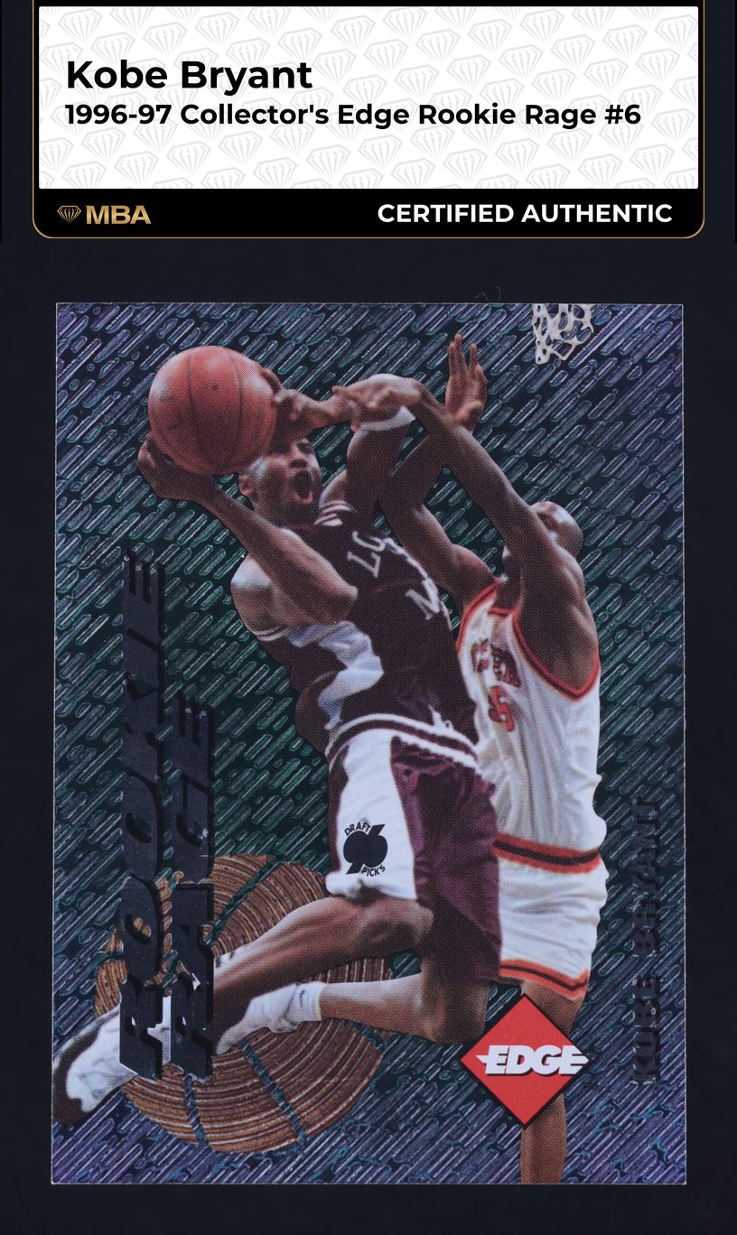 1996 Collector's Edge Rage Kobe Bryant ROOKIE #6 MBA AUTH on Fanatics ...