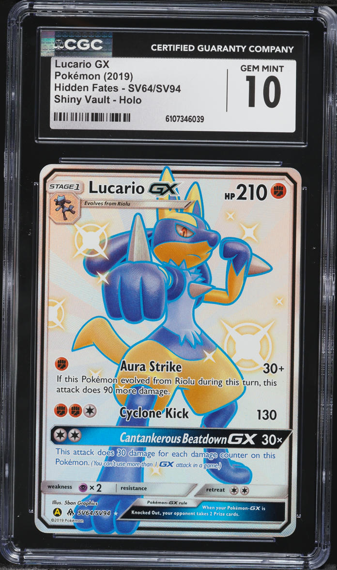 2019 Pokemon Sun & Moon Hidden Fates Full Art Shiny Lucario GX #SV64 ...