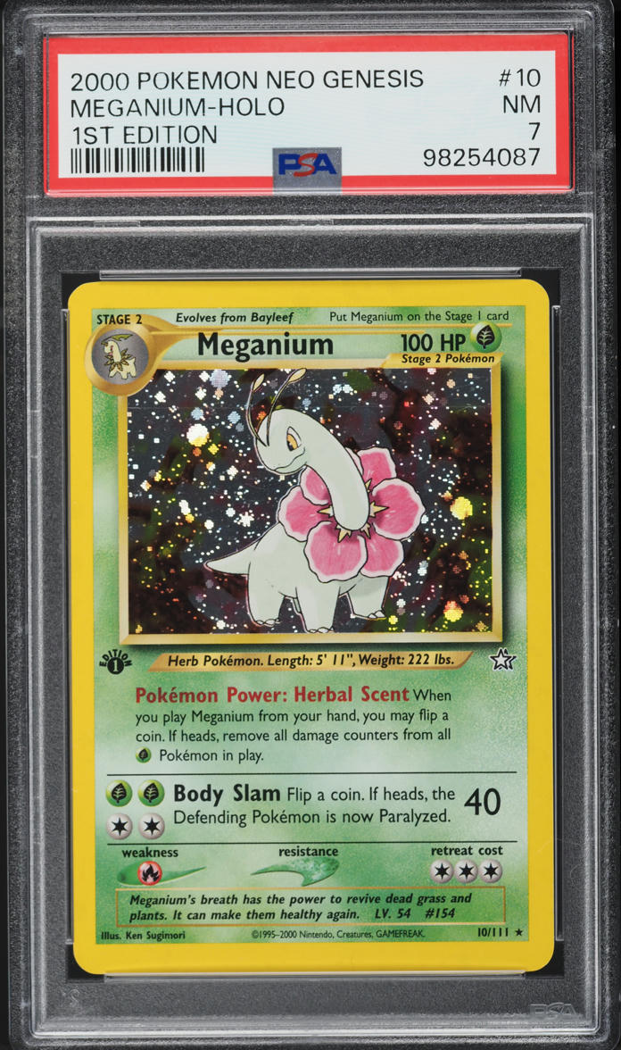 2000 Pokemon Neo Genesis 1st Edition Holo Meganium #10 PSA 7 NRMT on Fanatics Collect