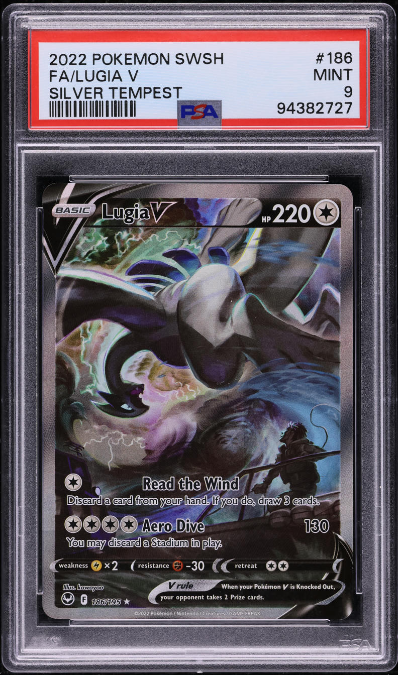 2022 Pokemon Sword & Shield Silver Tempest Alt Art Lugia V #186 PSA 9 ...