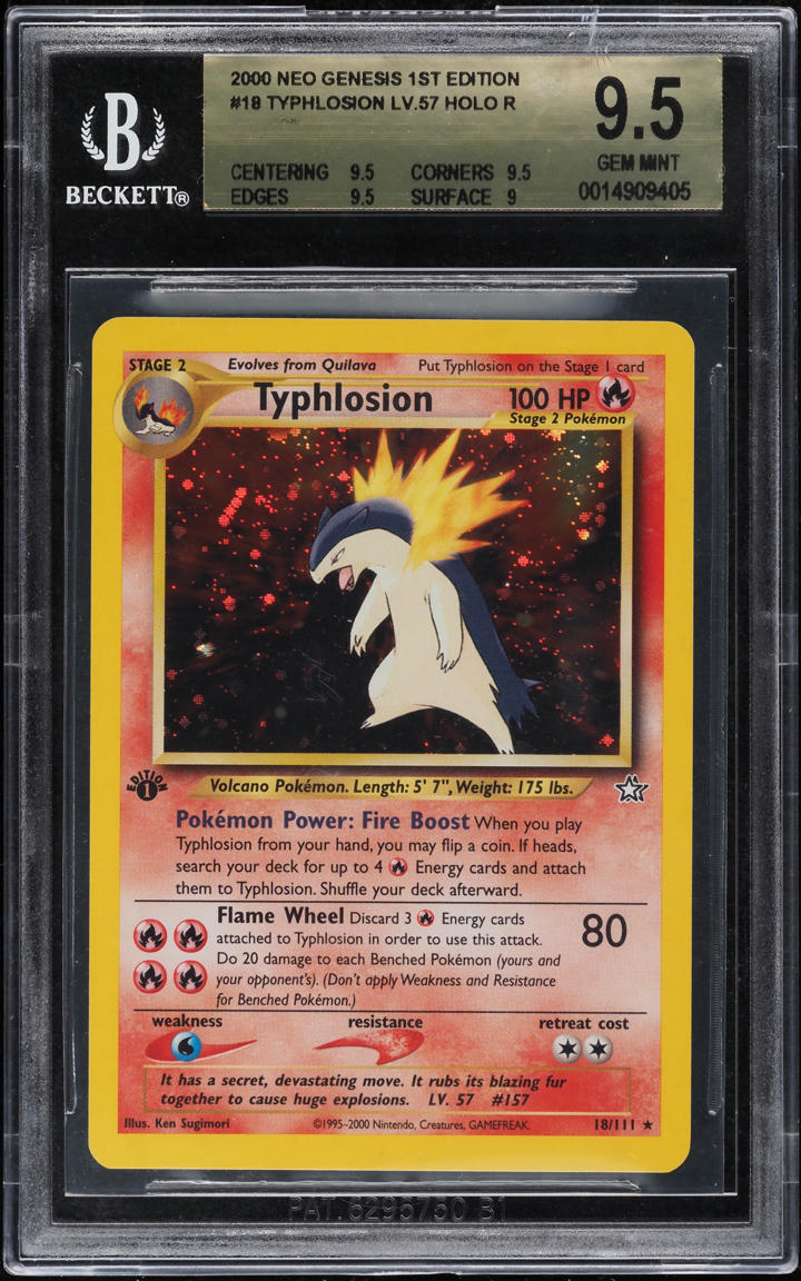 2000 Pokemon Neo Genesis 1st Edition Holo Typhlosion #18 BGS 9.5 GEM MINT on Fanatics Collect