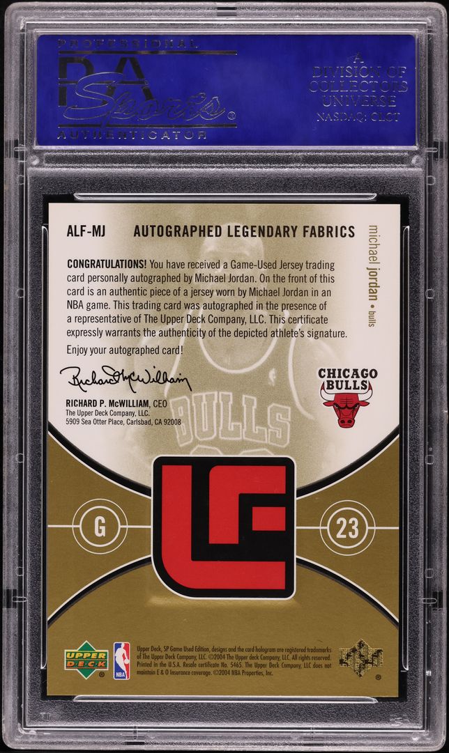 2004 SP Game Used Legendary Michael Jordan PATCH AUTO /100 #ALF-MJ PSA ...