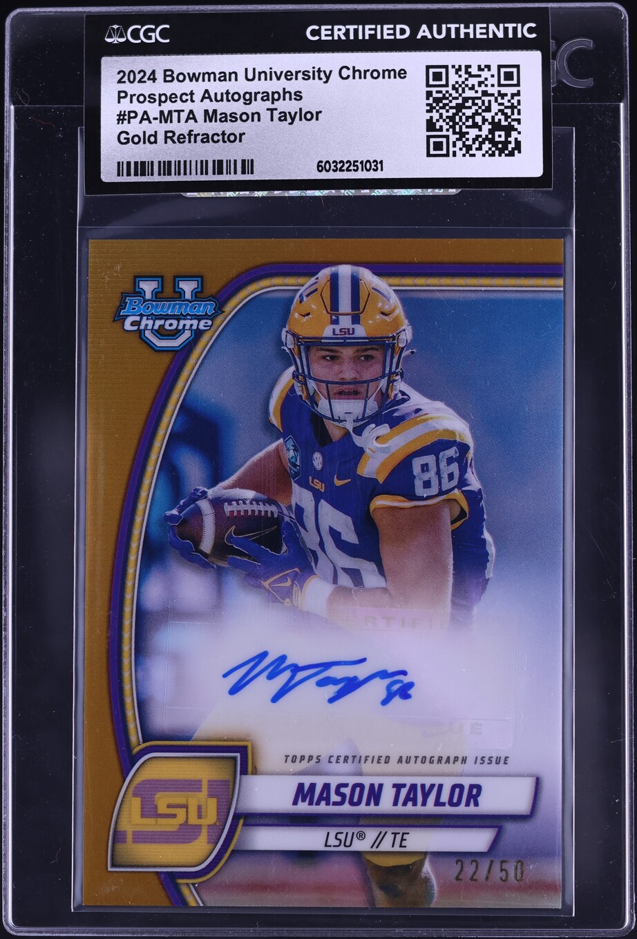 2024 Bowman Chrome University Gold Mason Taylor ROOKIE AUTO /50 #PA-MTA ...