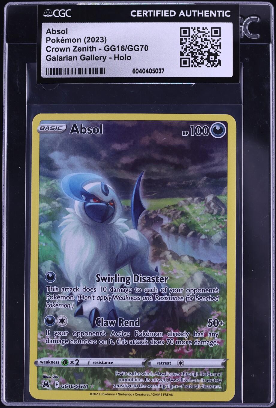 2023 Pokemon Sword & Shield Crown Zenith Full Art Absol #GG16 CGC AUTH ...
