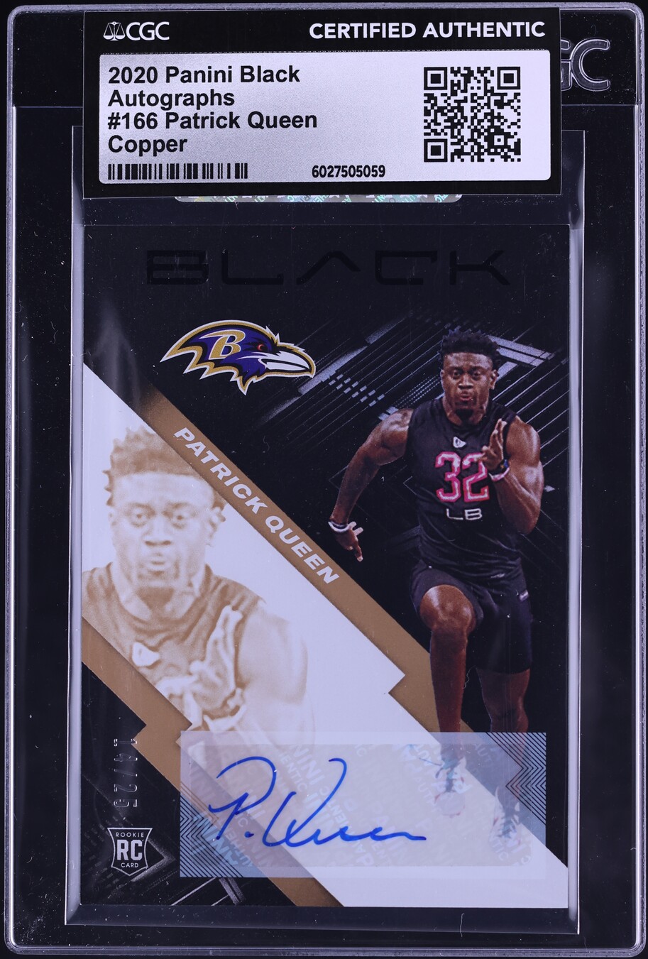 2020 Panini Black Copper Patrick Queen ROOKIE AUTO /25 #166 CGC AUTH on ...
