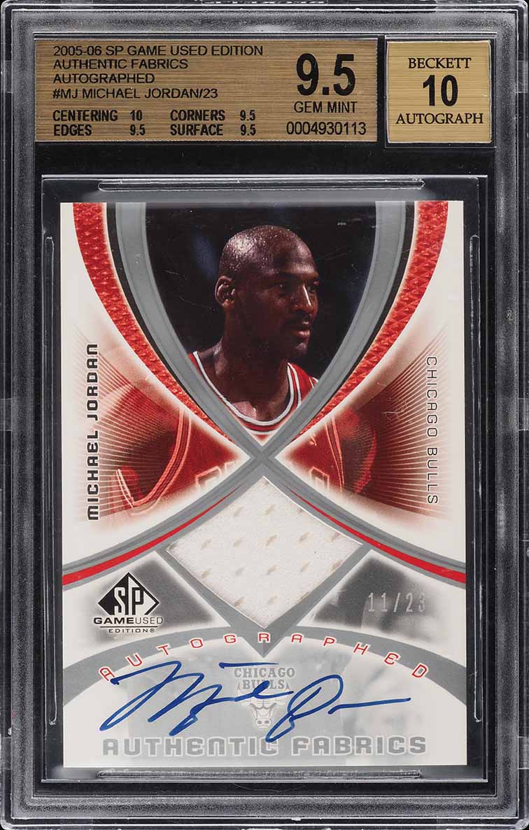 2005 SP Game Used Edition Fabrics Michael Jordan PATCH AUTO /23 #MJ BGS ...
