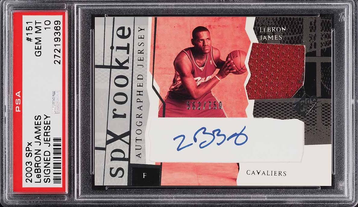 2003 SPx Basketball LeBron James ROOKIE RC AUTO /750 #151 PSA 10 GEM ...
