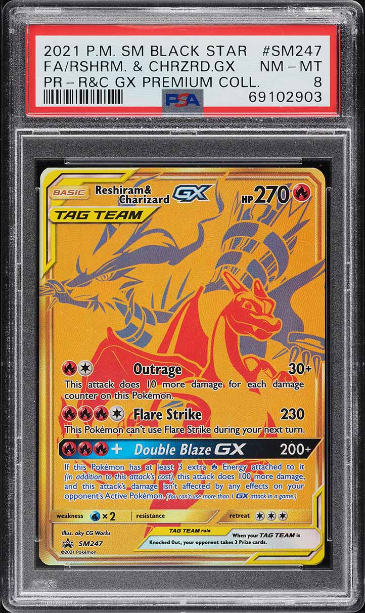 2021 Pokemon SM Black Star Promo Premium Reshiram Charizard GX #SM247 PSA 8 on Fanatics Collect