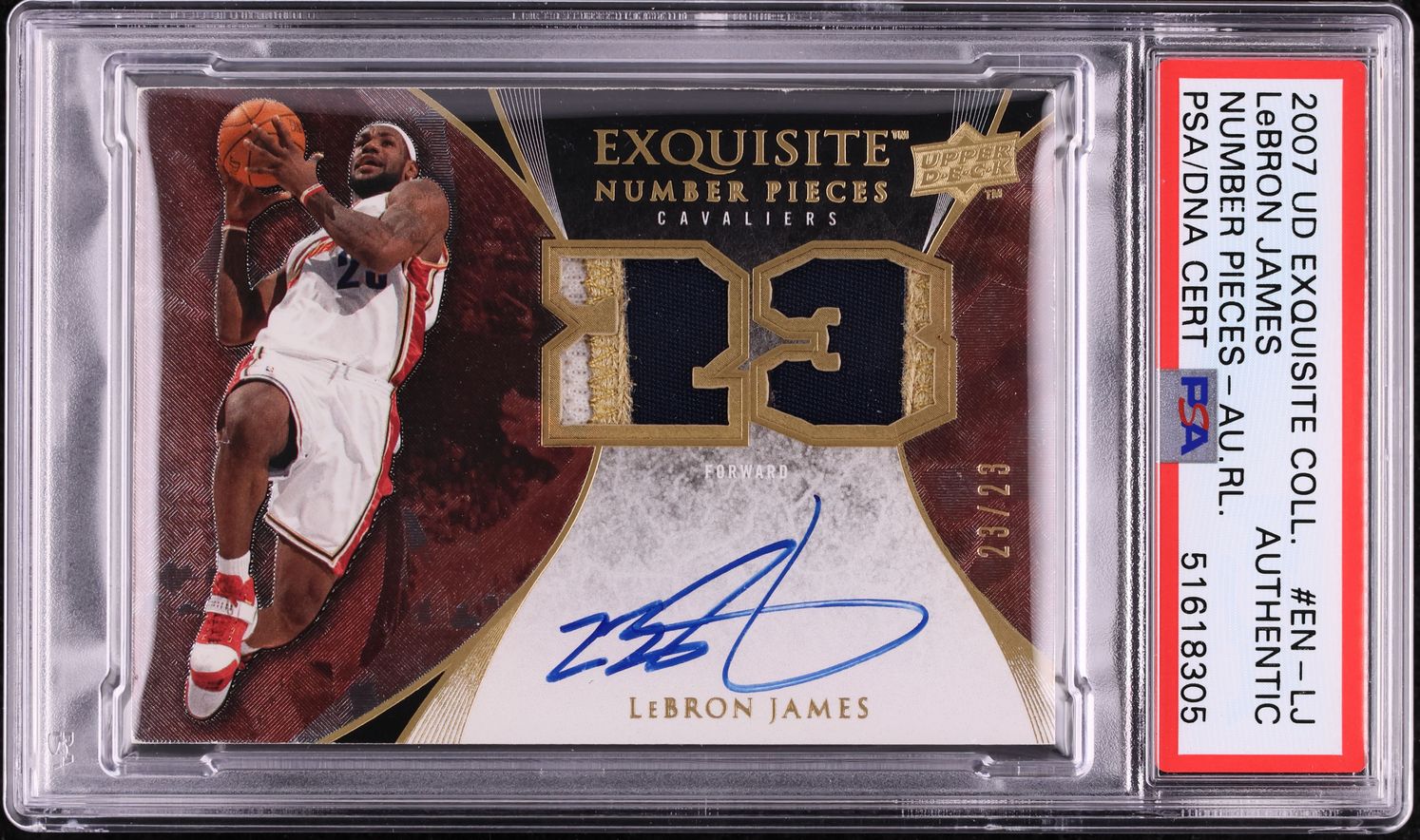 2007 Exquisite Number Pieces LeBron James PATCH AUTO JSY # 23/23 PSA ...