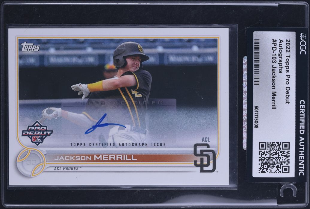 2022 Topps Pro Debut Jackson Merrill PROSPECT AUTO #PD-103 CGC AUTH on ...