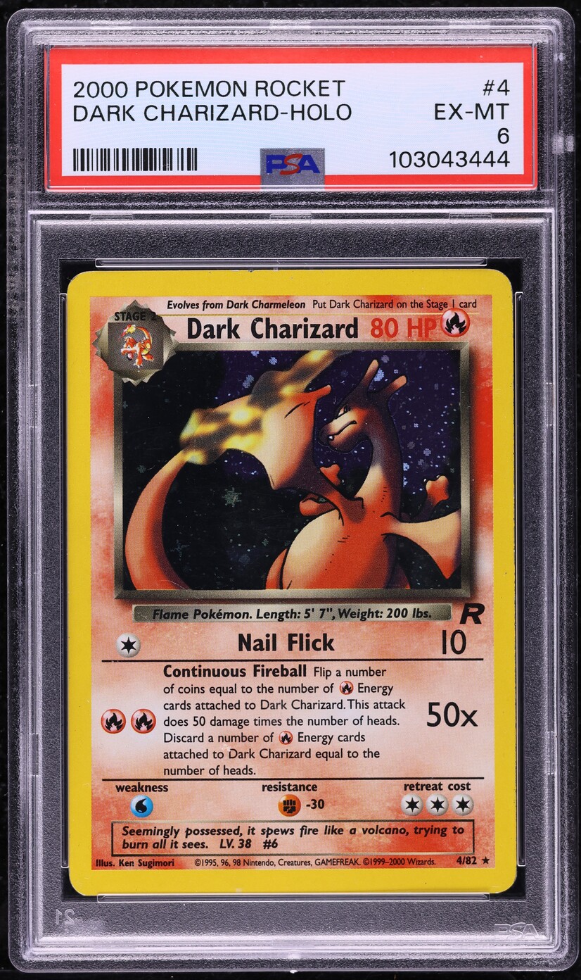 2000 Pokemon Team Rocket Holo Dark Charizard #4 PSA 6 EXMT on Fanatics Collect