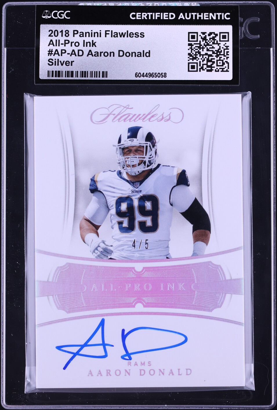 2018 Panini Flawless All-Pro Ink Silver Aaron Donald AUTO /5 #AP-AD CGC ...