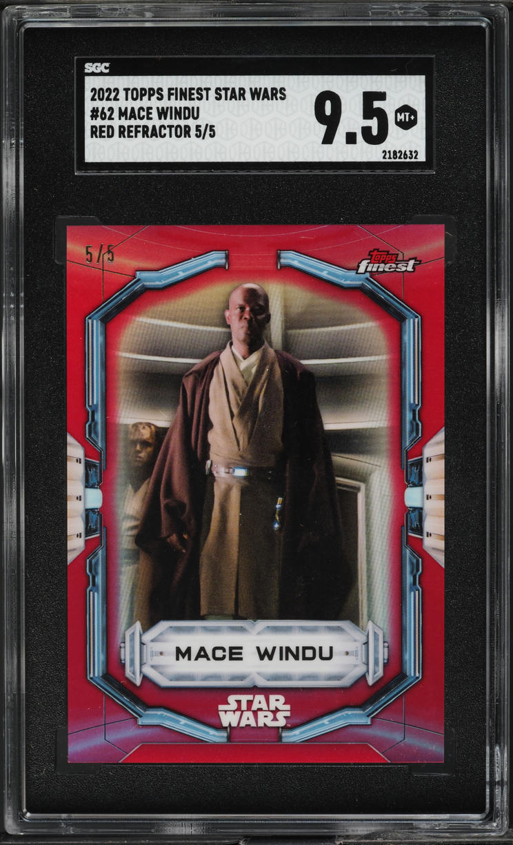 2022 Finest Star Wars Red Refractor Mace Windu 5/5 #62 SGC 9.5 MINT+ on ...