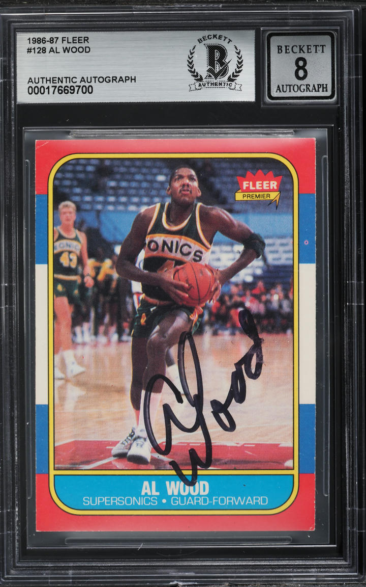 1986 Fleer Basketball Al Wood AUTO #128 BGS AUTH on Fanatics Collect