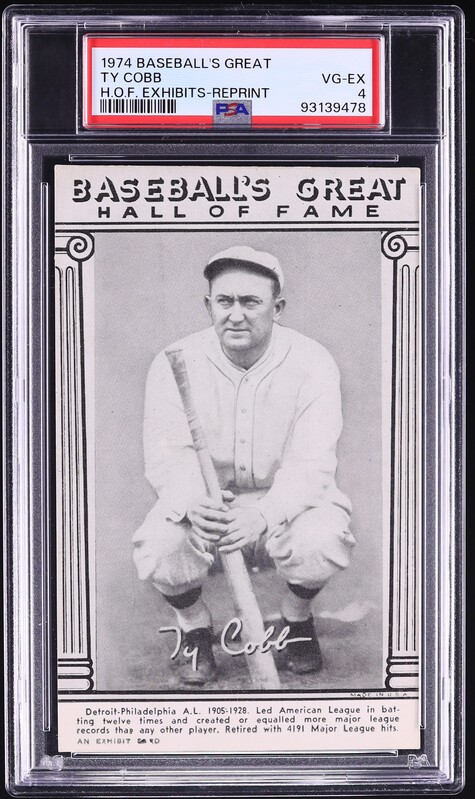 1974 Baseball's Great Hall Of Fame Exhibits Reprint Ty Cobb PSA 4 VGEX ...