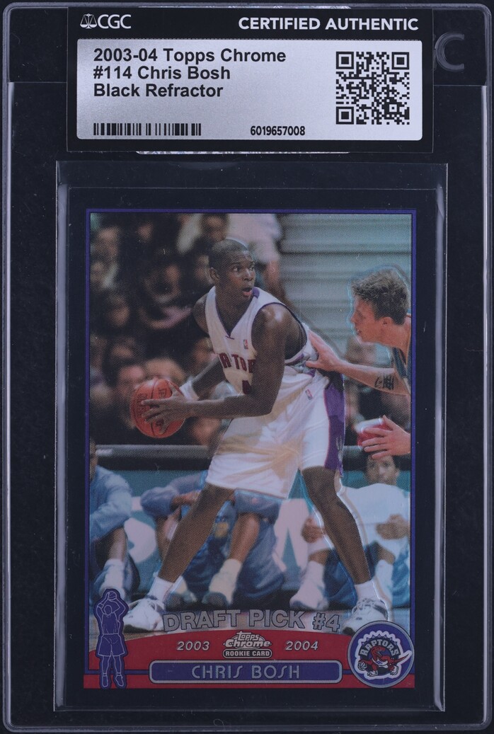 2003 Topps Chrome Black Refractor Chris Bosh ROOKIE #114 CGC AUTH on ...