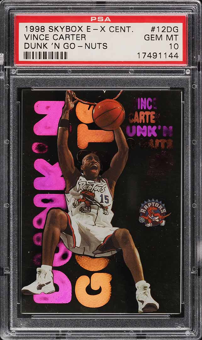 1998 Skybox E-X Century Dunk 'N Go Nuts Vince Carter RC #12DG PSA 10 ...