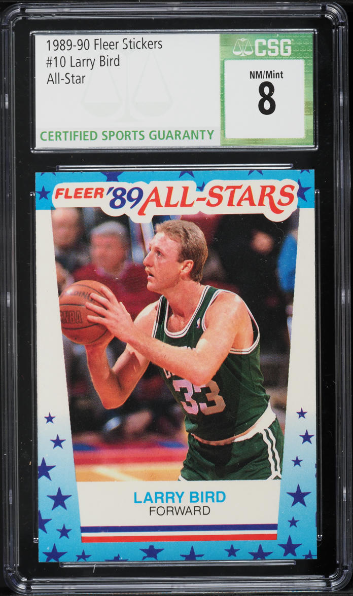 1989 Fleer Stickers Larry Bird ALL-STAR #10 CSG 8 NM-MT on Fanatics Collect