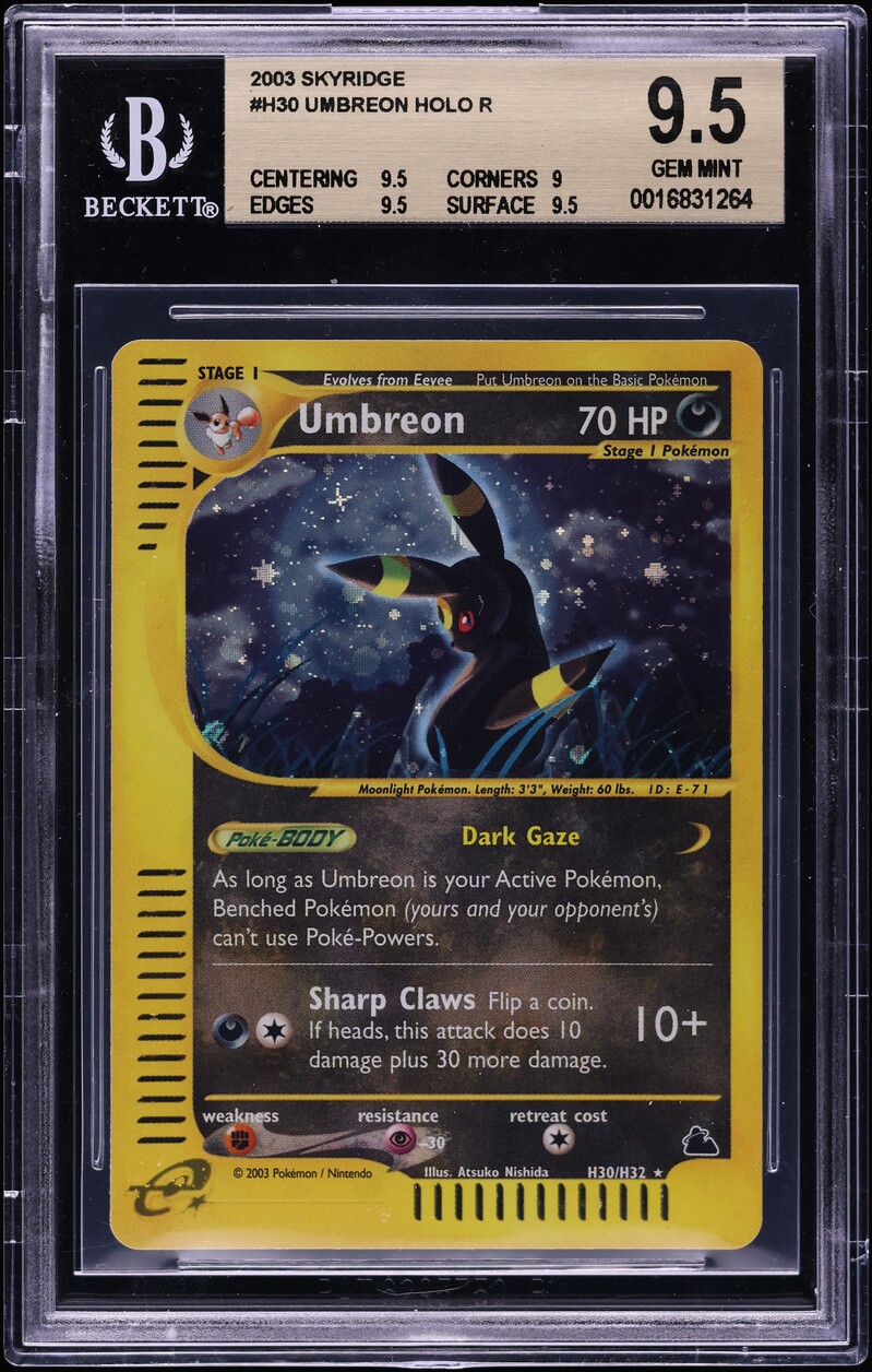 2003 Pokemon Skyridge Holo Umbreon #H30 BGS 9.5 GEM MINT on Fanatics ...