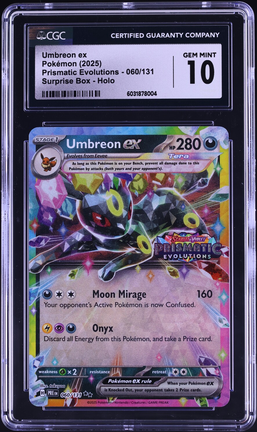 2025 Pokemon SV Prismatic Evolutions Surprise Box Umbreon ex #60 CGC 10 GEM MINT on Fanatics Collect