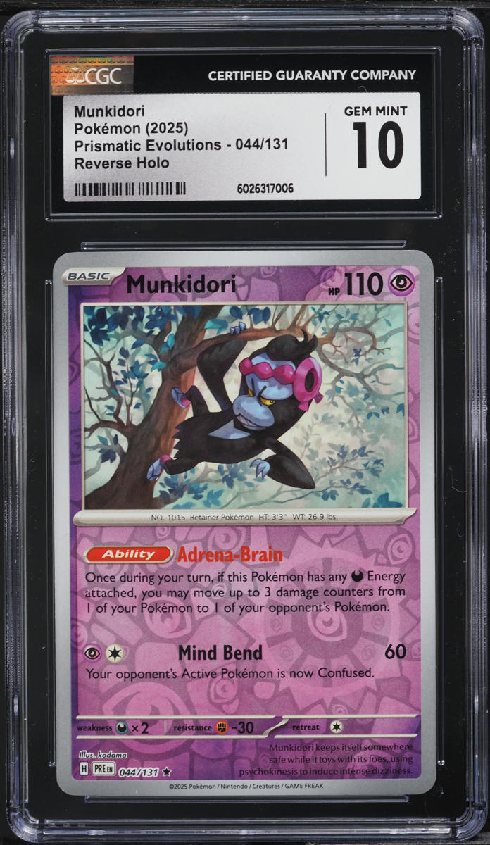 2025 Pokemon SV Prismatic Evolutions Reverse Holo Munkidori #44 CGC 10 ...