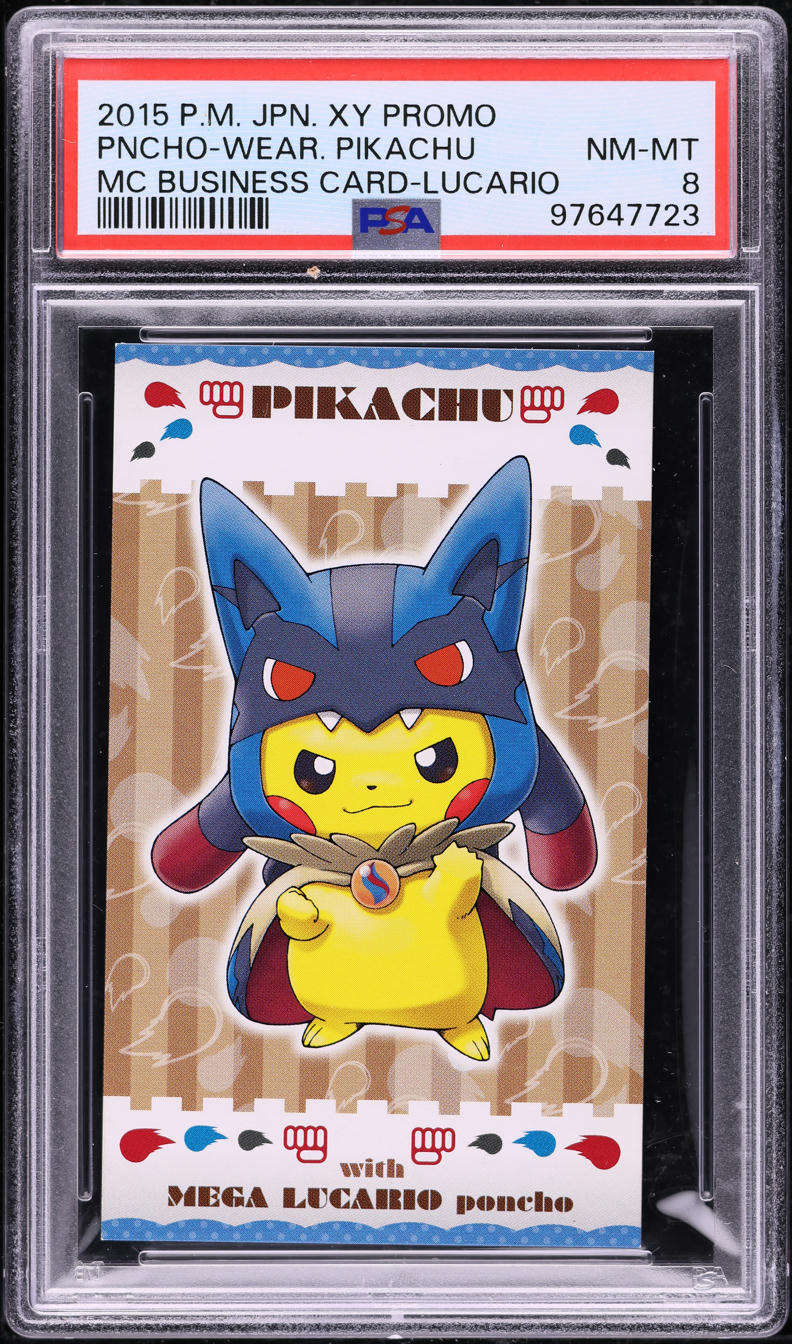 2015 Pokemon Japanese XY MC Business Card Lucario Poncho Pikachu PSA 8 ...