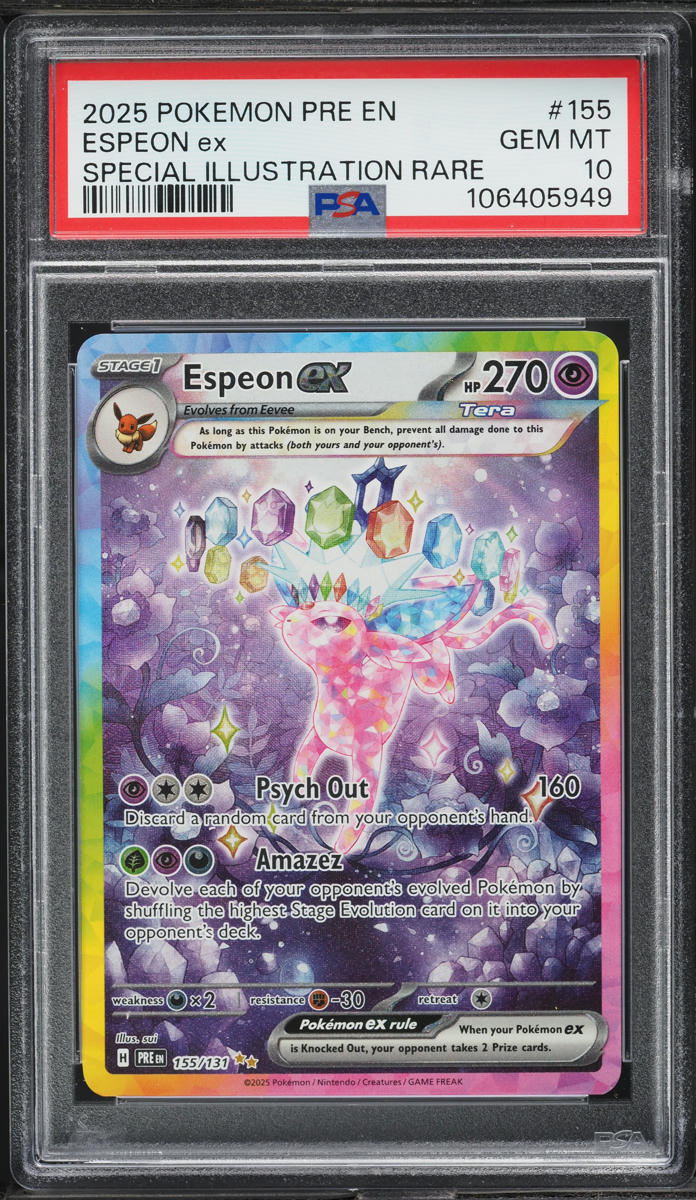 2025 Pokemon SV Prismatic Evolutions SIR Espeon ex #155 PSA 10 GEM MINT on Fanatics Collect