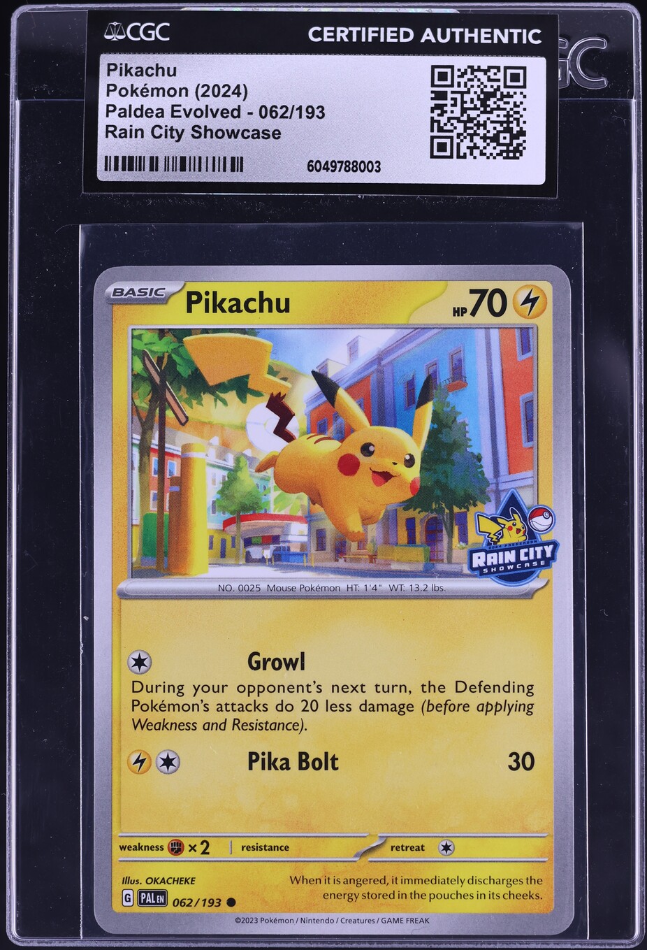 2024 Pokemon XY Paldea Evolved Rain City Showcase Pikachu #62 CGC AUTH ...