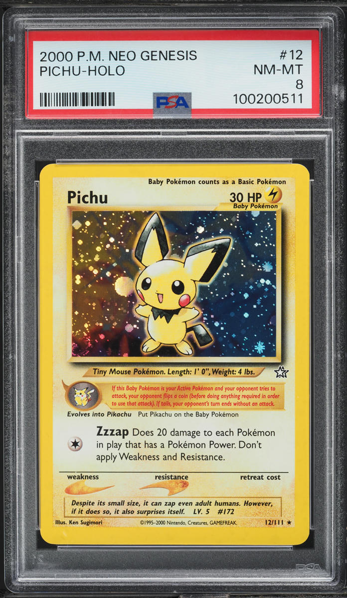 2000 Pokemon Neo Genesis Holo Pichu #12 PSA 8 NM-MT on Fanatics Collect