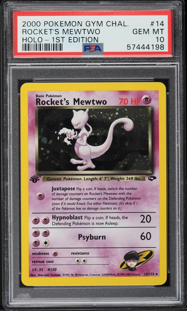 2000 Pokemon Gym Challenge 1st Edition Holo Rocket's Mewtwo #14 PSA 10 ...