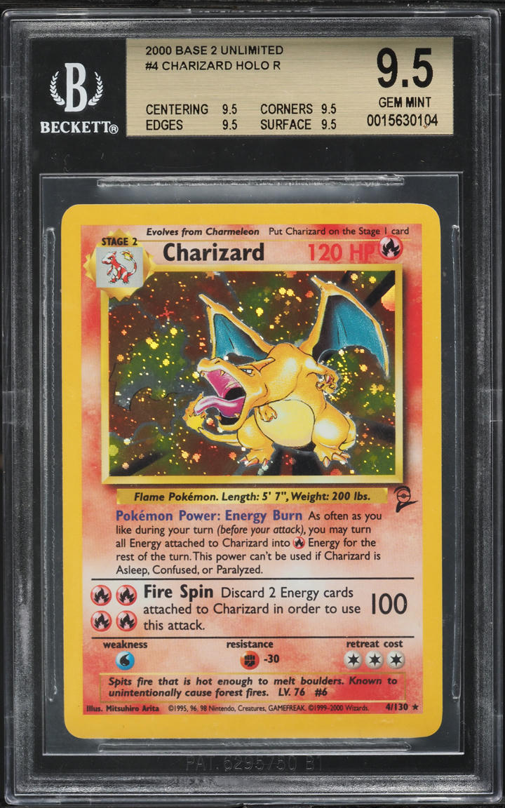 2000 Pokemon Base Set 2 Holo Charizard #4 BGS 9.5 GEM MINT on Fanatics ...