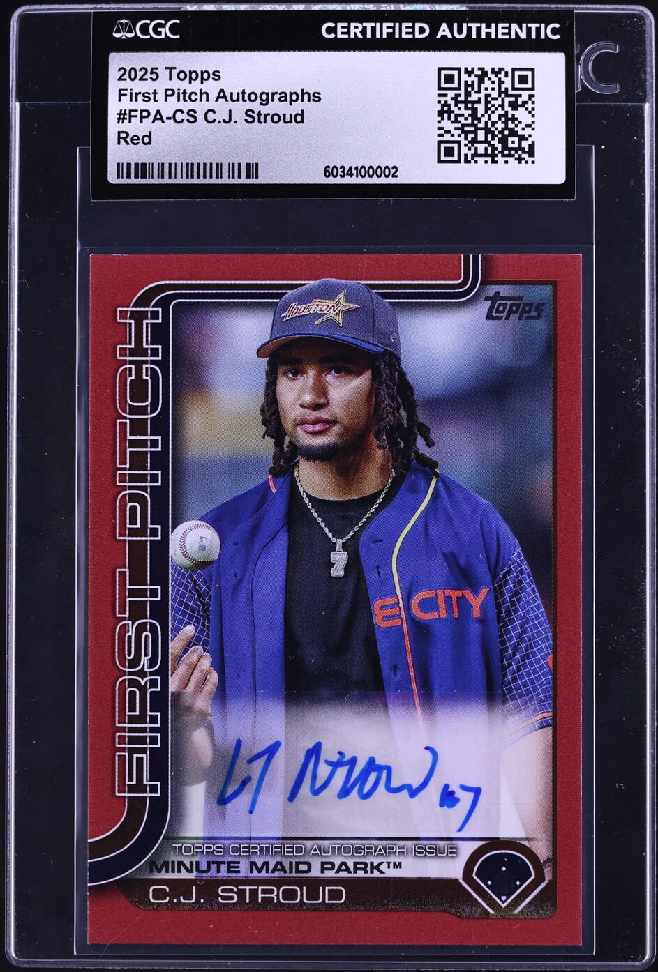 2025 Topps First Pitch Red C.J. Stroud AUTO /5 #FPA-CS CGC AUTH on ...