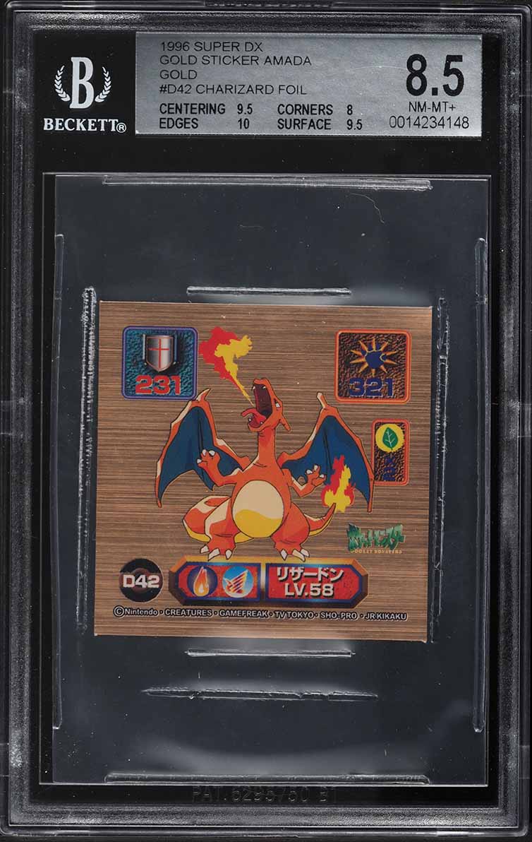 1996 Pokemon Japanese Super Dx Gold Sticker Amada Gold Foil Charizard ...