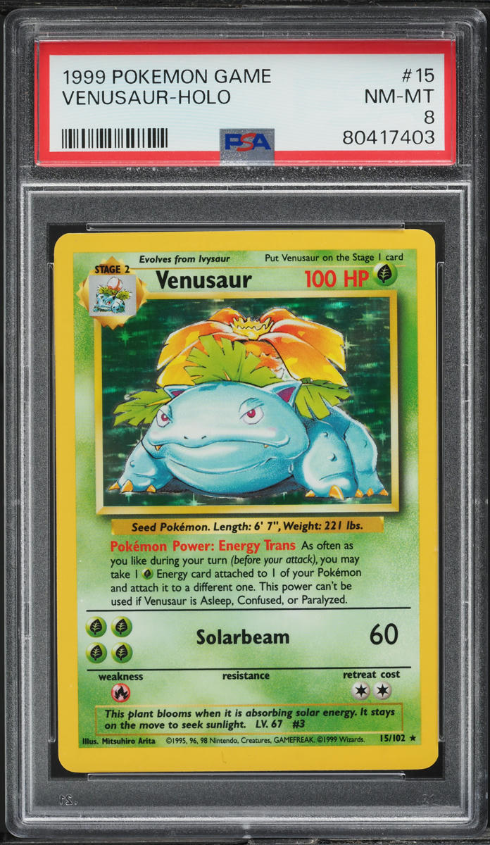1999 Pokemon Base Set Holo Venusaur #15 PSA 8 NM-MT on Fanatics Collect