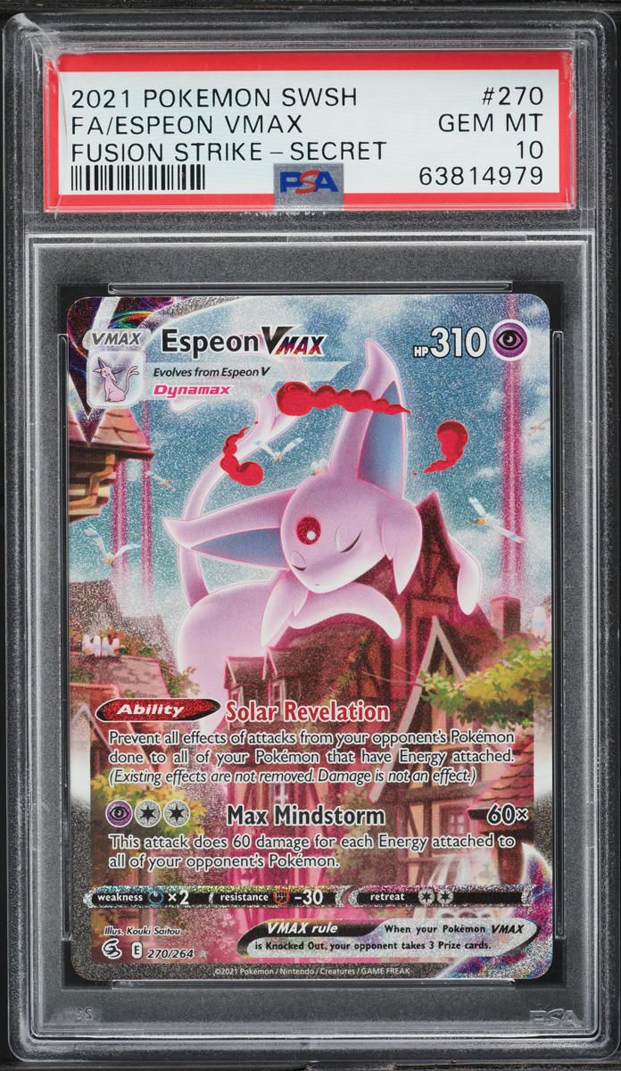 2021 Pokemon Sword & Shield Fusion Strike Alt Art Espeon VMAX #270 PSA 10 GEM on Fanatics Collect