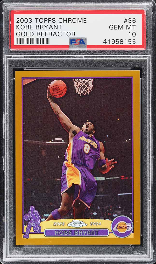 2003 Topps Chrome Gold Refractor Kobe Bryant /99 #36 PSA 10 GEM MINT on ...