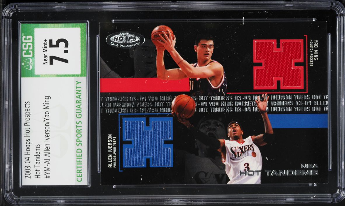 2003 Hoops Hot Prospects Hot Tandems Allen Iverson Yao Ming PATCH /100 ...