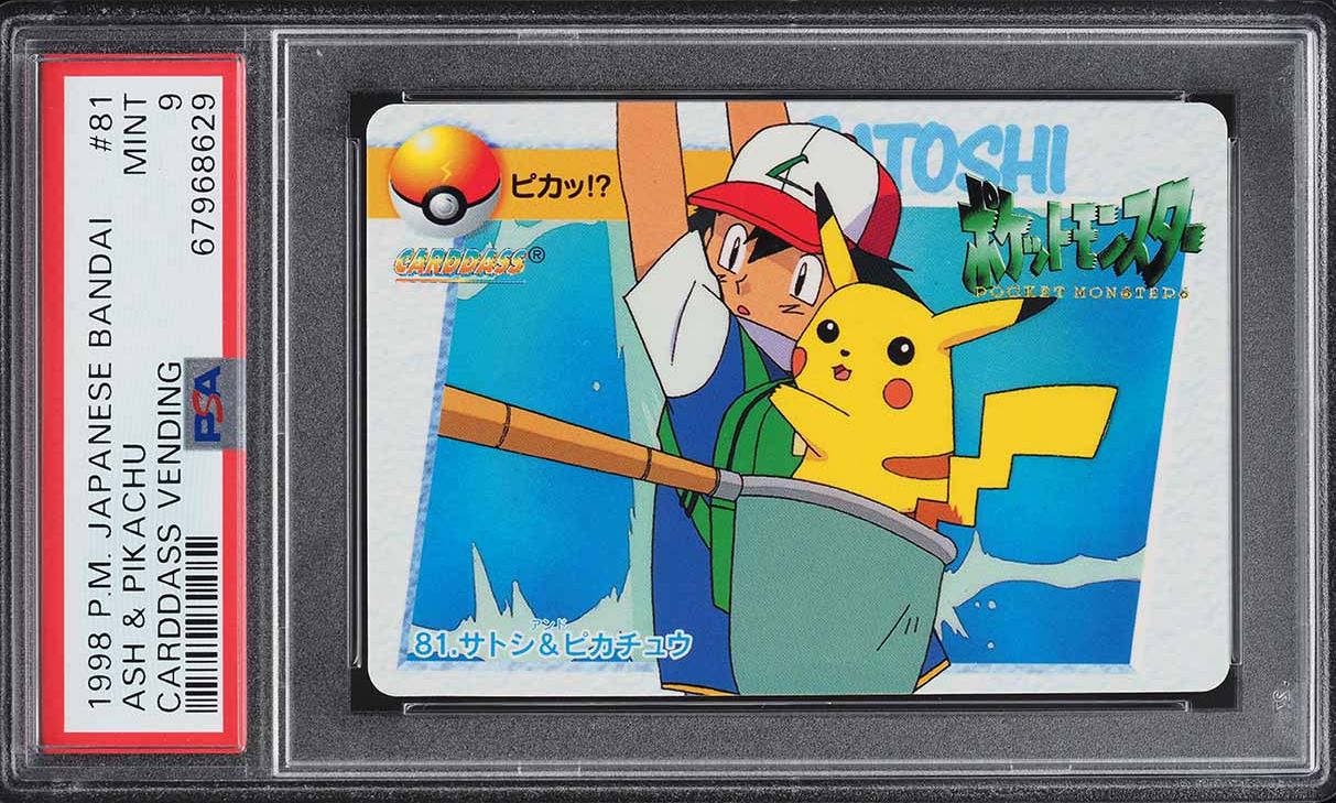 1998 Pokemon Japanese Bandai Carddass Vending Ash & Pikachu #81 PSA 9 ...