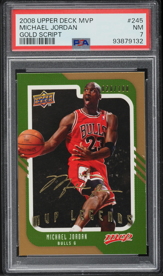 2008 Upper Deck MVP Gold Script Michael Jordan /100 #245 PSA 7 NRMT on ...