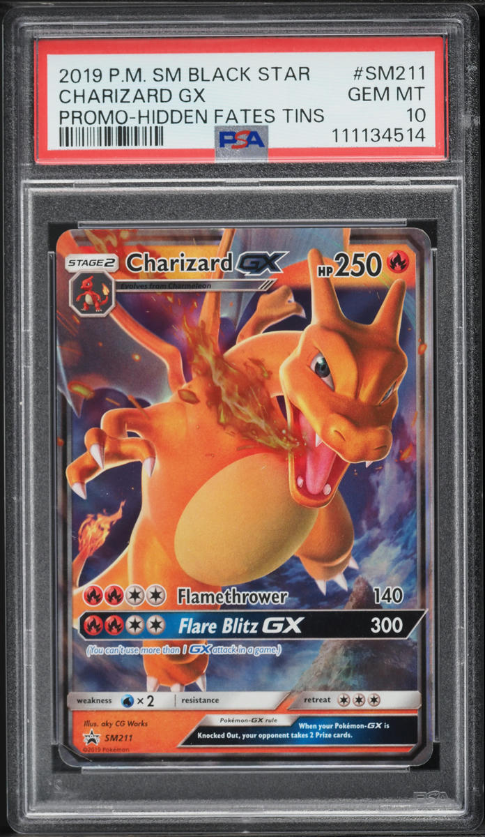 2019 Pokemon Sun & Moon Promo Hidden Fates Charizard GX #SM211 PSA 10 ...