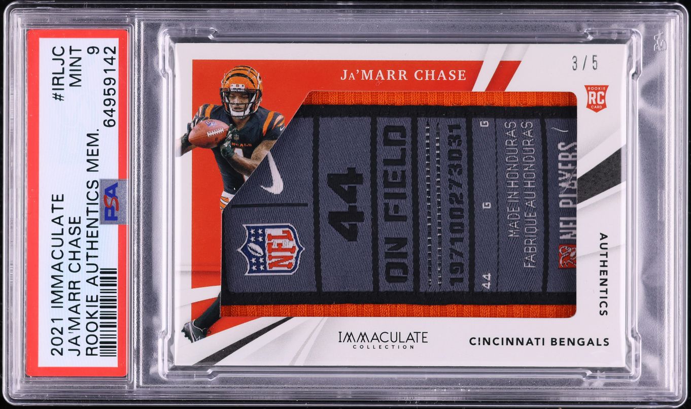 2021 Immaculate Collection Authentics Ja'Marr Chase ROOKIE PATCH /5 PSA ...