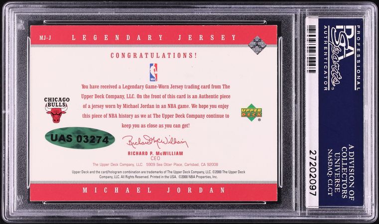 1999 UD Legends Legendary Jerseys Michael Jordan PATCH AUTO DNA 9 #MJ-J ...