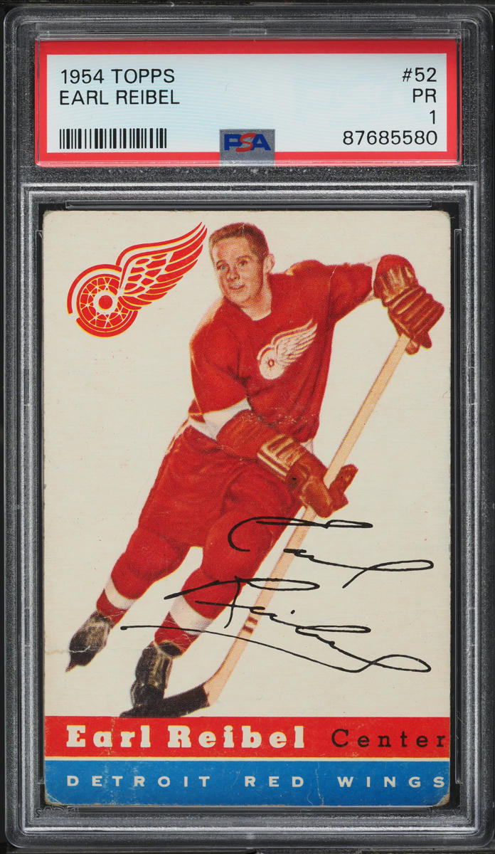 1954 Topps Hockey Earl Reibel #52 PSA 1 PR on Fanatics Collect