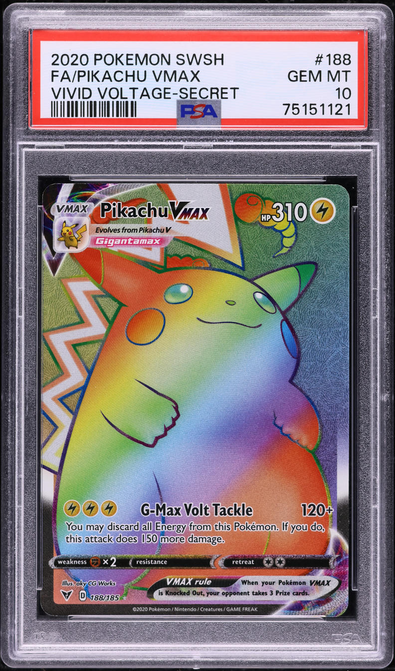 2020 Pokemon SWSH Vivid Voltage Hyper Rare Pikachu VMAX #188 PSA 10 GEM ...