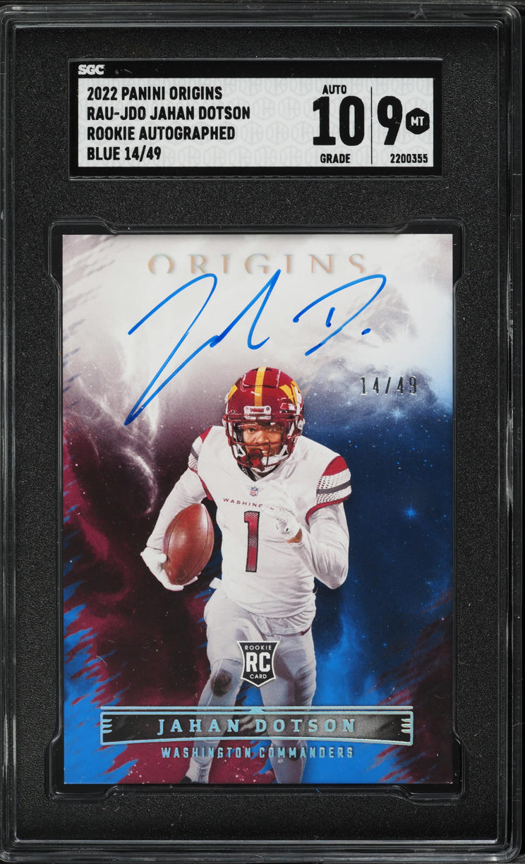 2022 Panini Origins Blue Jahan Dotson ROOKIE AUTO /49 #RAU-JDO SGC 9 ...