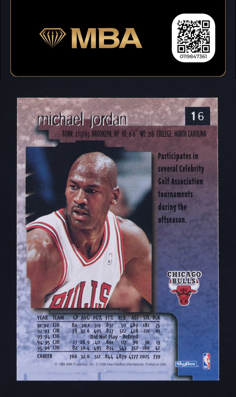 1996 SkyBox Premium Michael Jordan #16 MBA AUTH on Fanatics Collect