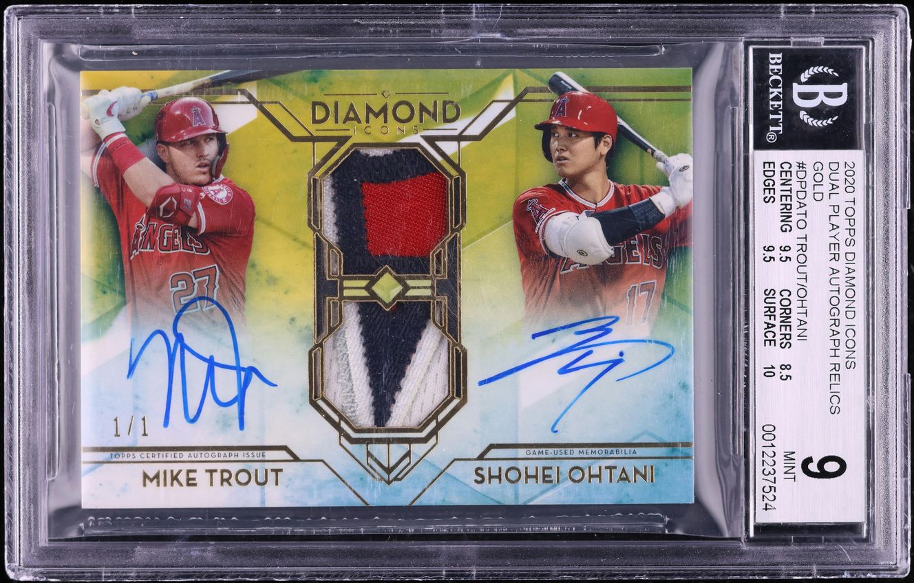 2020 Topps Diamond Icons Gold Mike Trout Shohei Ohtani AUTO PATCH 1/1 ...