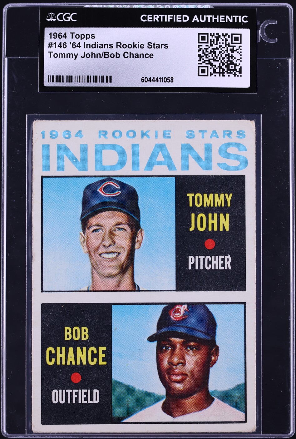 1964 Topps Indians Tommy John & Bob Chance ROOKIE STARS #146 CGC AUTH on Fanatics Collect