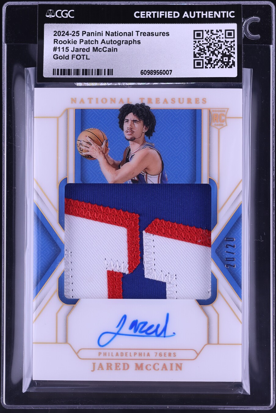 2024 National Treasures Gold FOTL Jared McCain ROOKIE PATCH AUTO 20/20 ...