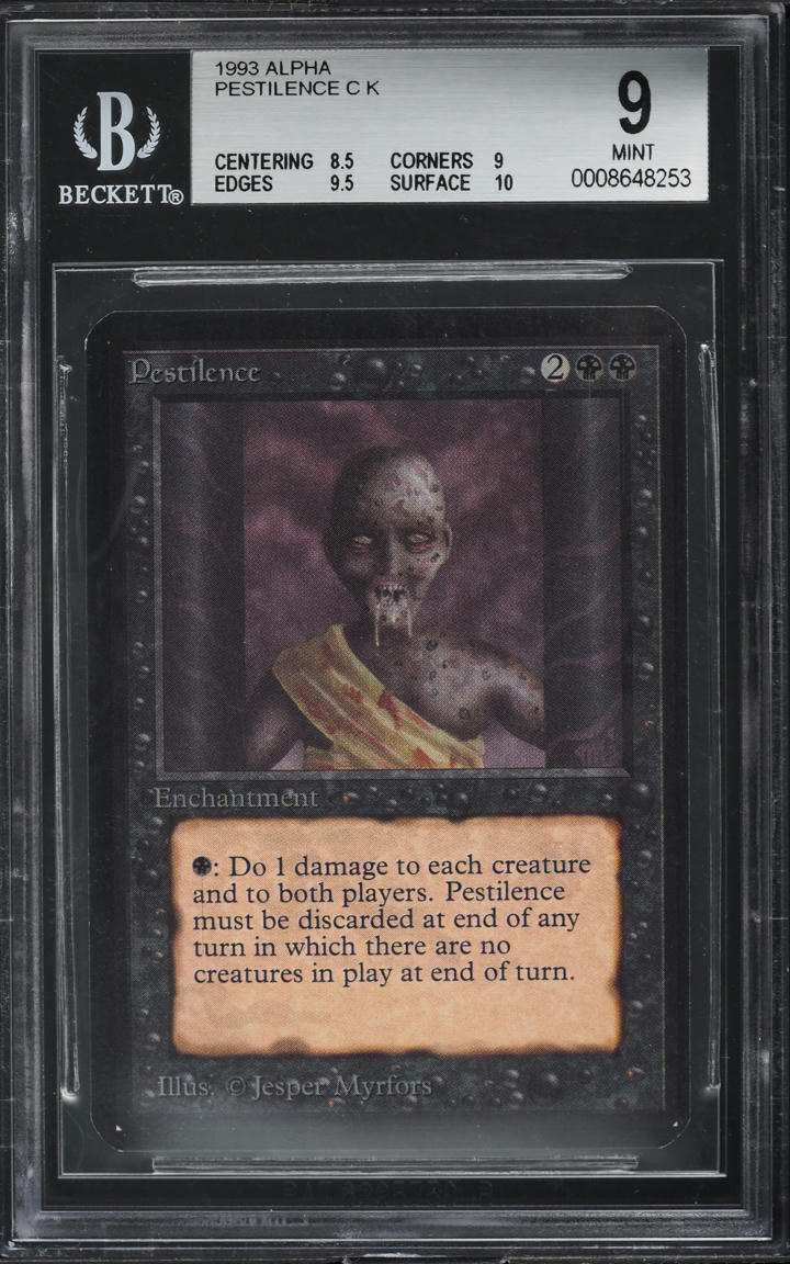 1993 Magic The Gathering MTG Alpha Pestilence BGS 9 MINT on Fanatics ...